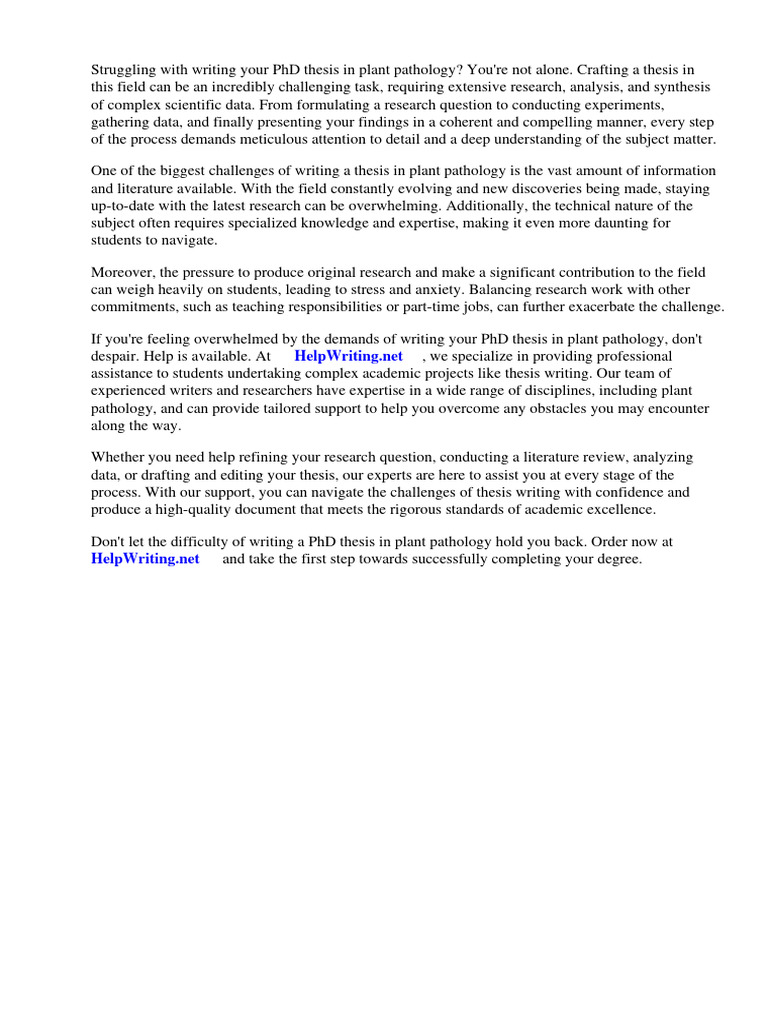 PHD Thesis Plant Pathology | PDF