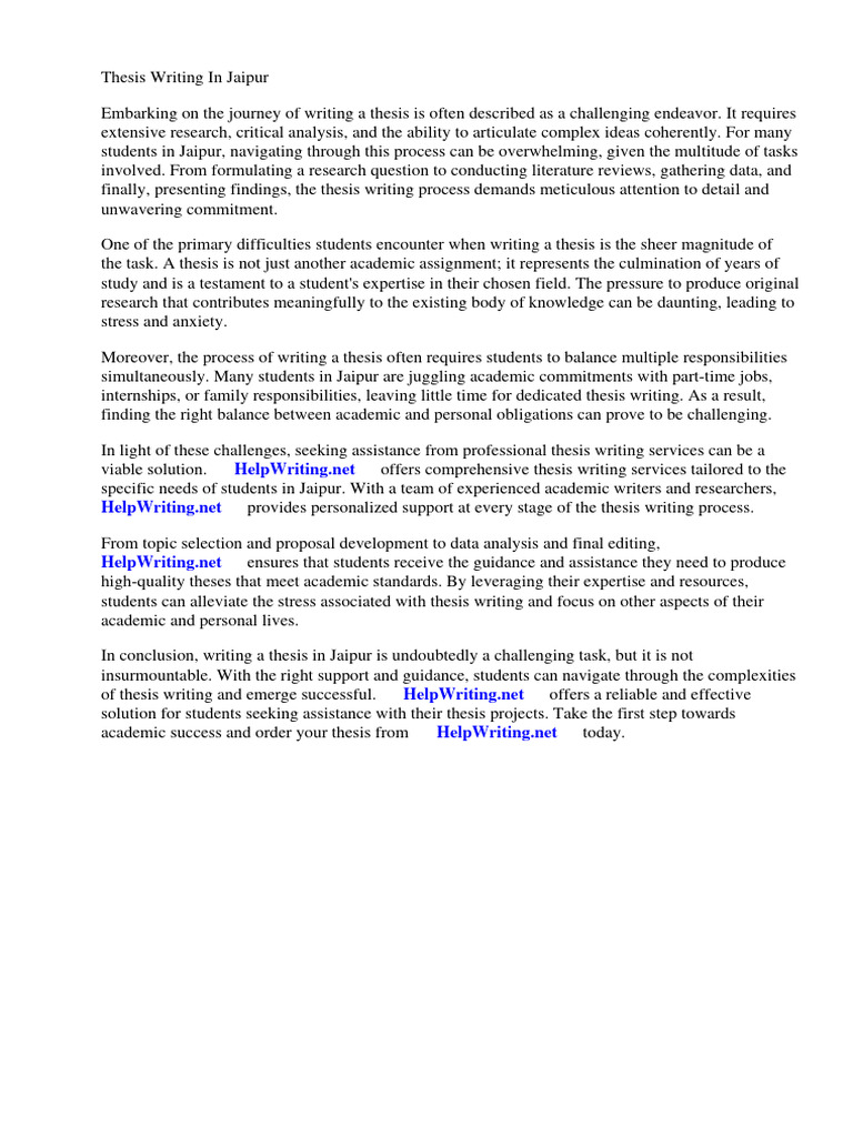 Thesis Writing In Jaipur Pdf Thesis Publishing