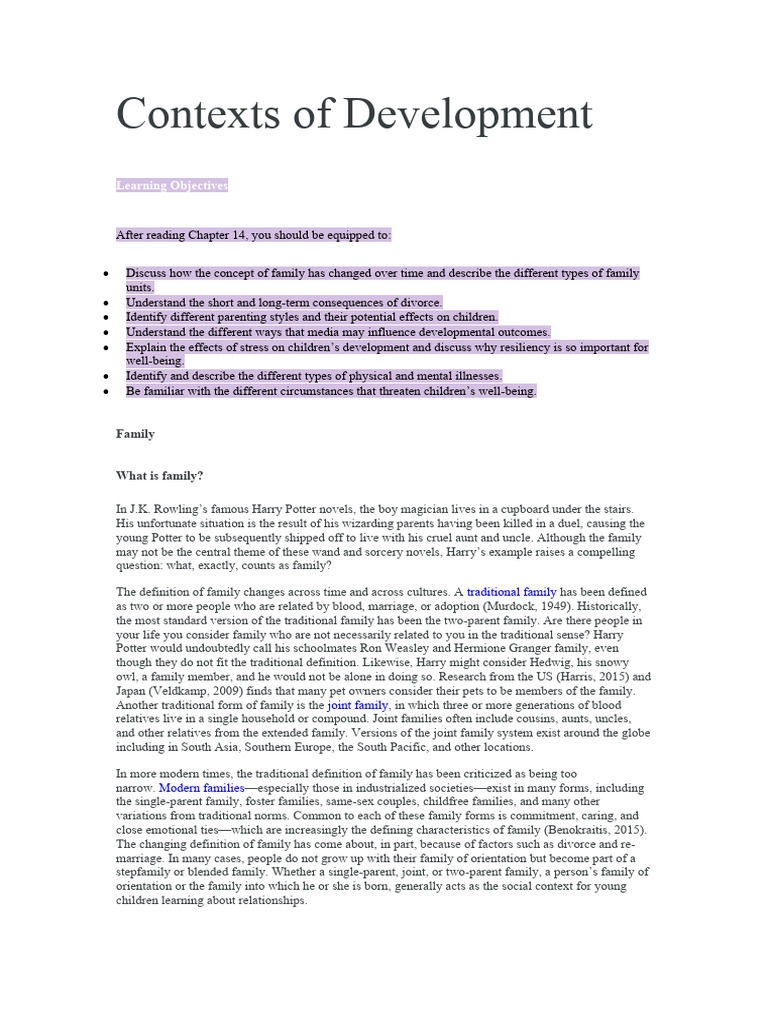 Contexts of Development | PDF | Family | Reinforcement