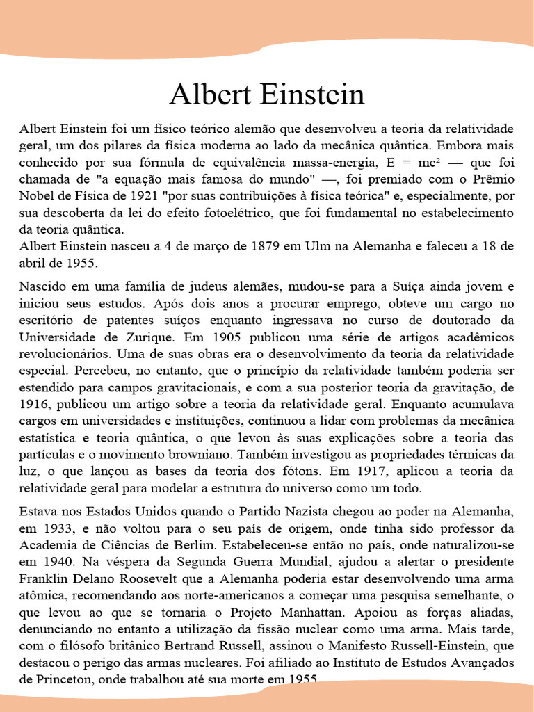 Albert Einstein | PDF | Albert Einstein | Relatividade geral