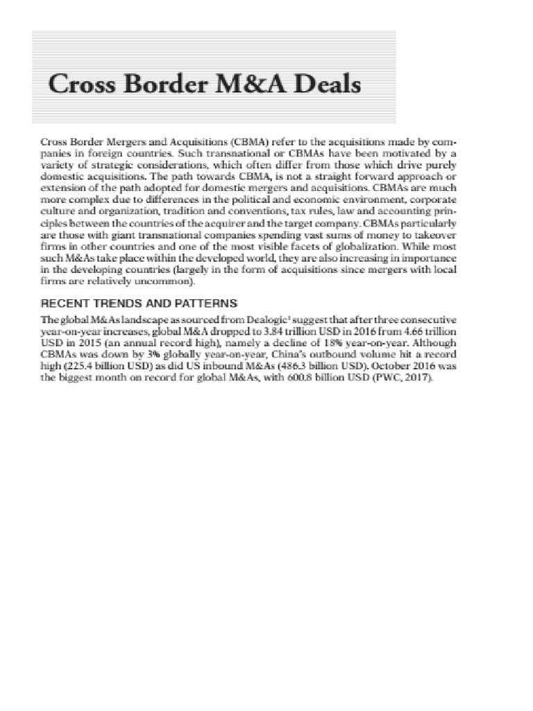 Ch-18 Cross Border Merger Deals | PDF
