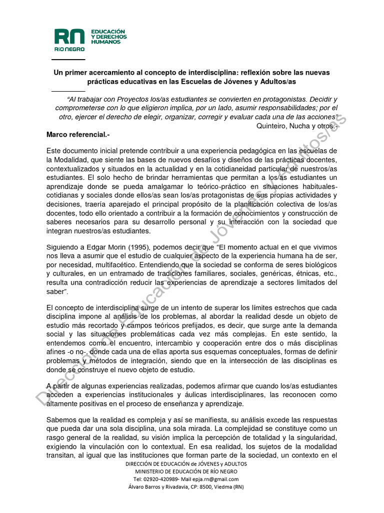 Un Primer Acercamiento Al Concepto de Interdisciplina. | PDF ...