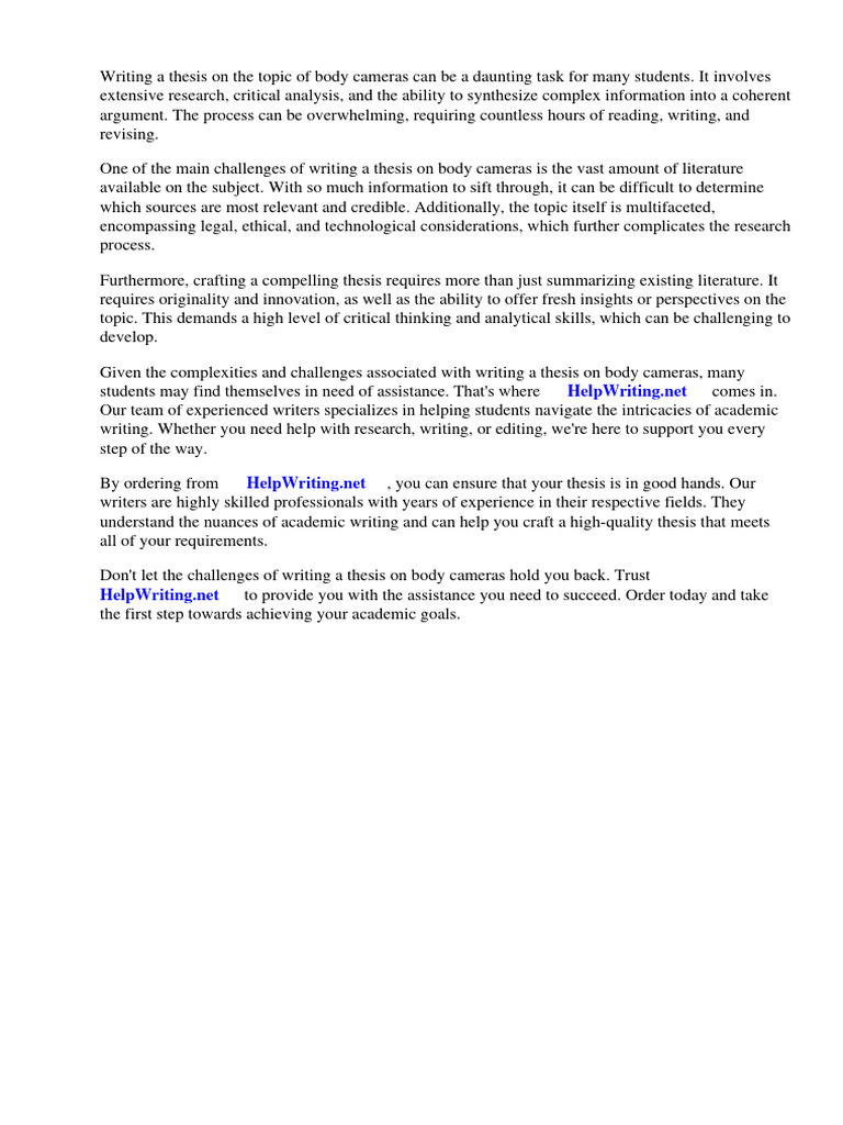 Thesis Body Cameras | PDF | Police | Critical Thinking