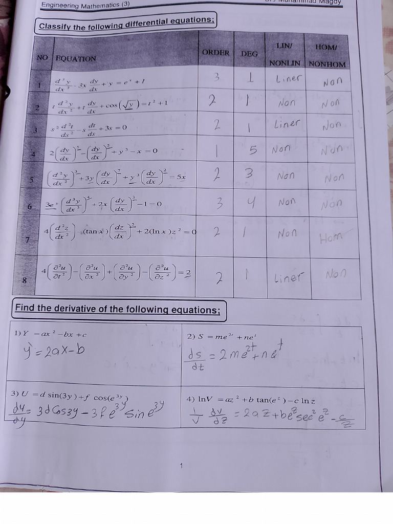 Ans Sheet 1,2 Math 3 | PDF