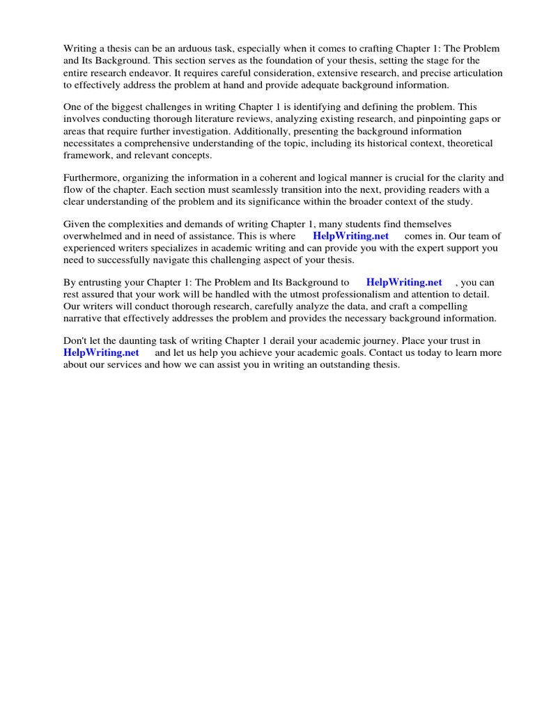 Thesis Chapter 1 The Problem and Its Background | PDF | Methodology | Program Evaluation