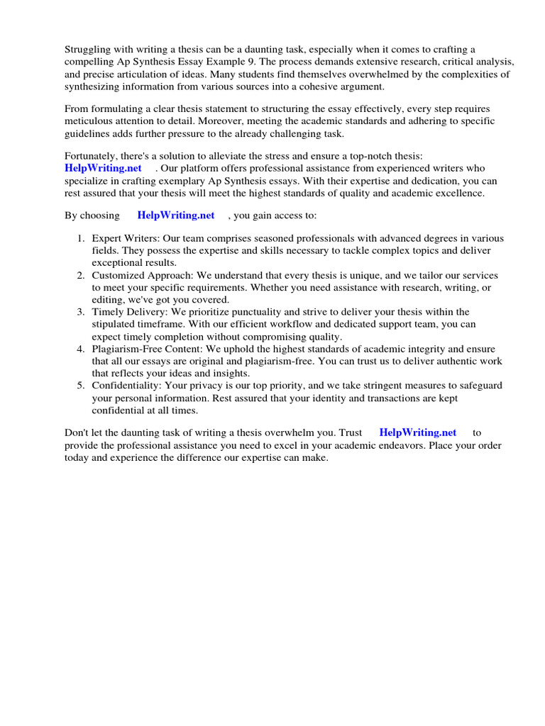 AP Synthesis Essay Example 9 | PDF | Essays | Thesis