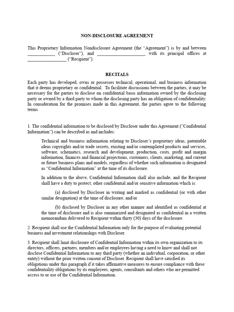 Non Disclosure | PDF | Non Disclosure Agreement | Breach Of Contract