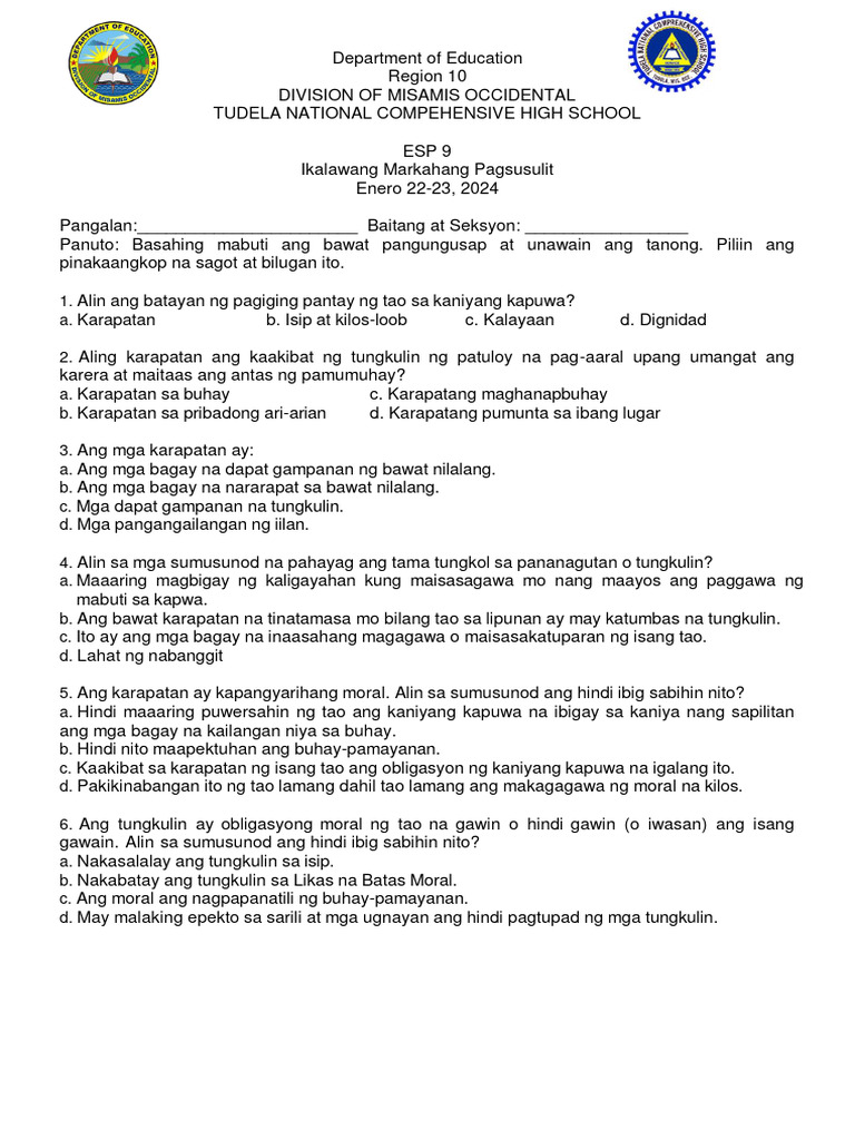 Esp 9 2nd Quarter | PDF