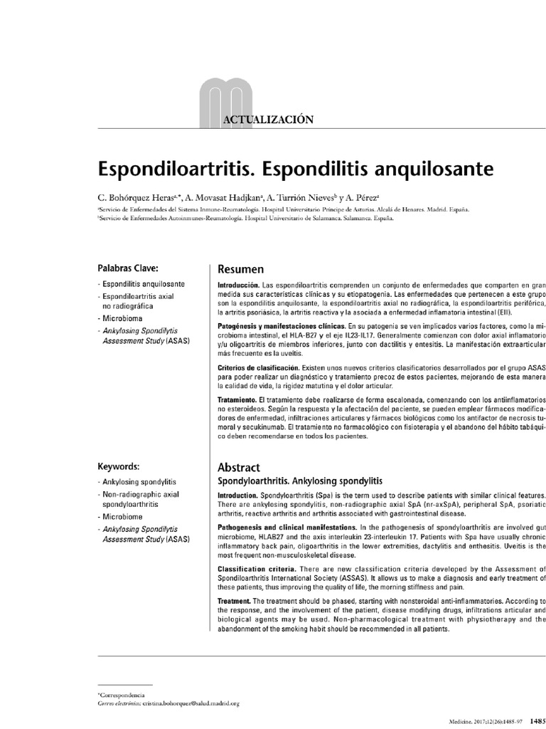 119 Espondiloartritis Espondilitis Anquilosante M - 220817 - 132952 | PDF