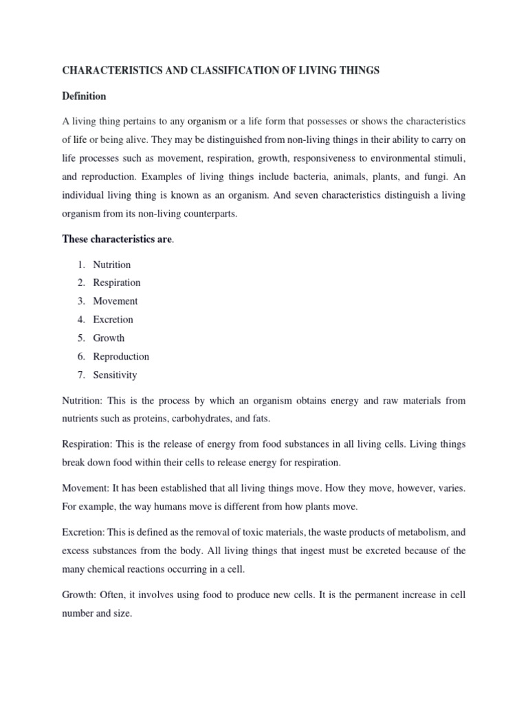 BIO 101 Characteristics and Classification of Living Things | PDF