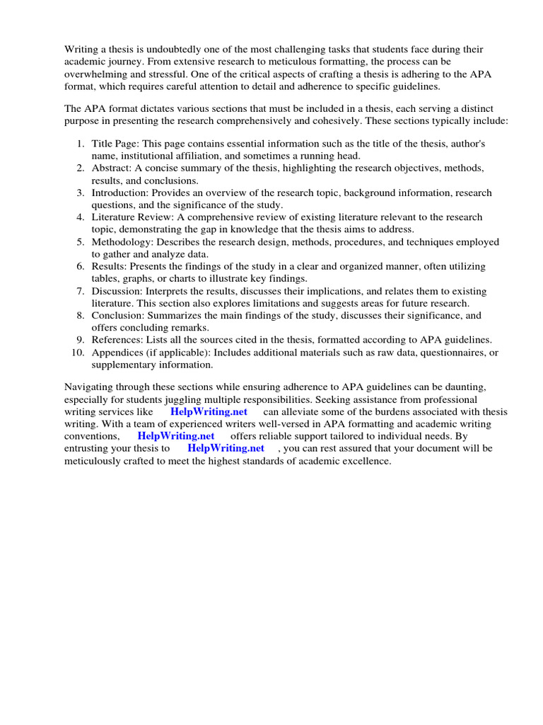 Apa Thesis Sections | PDF
