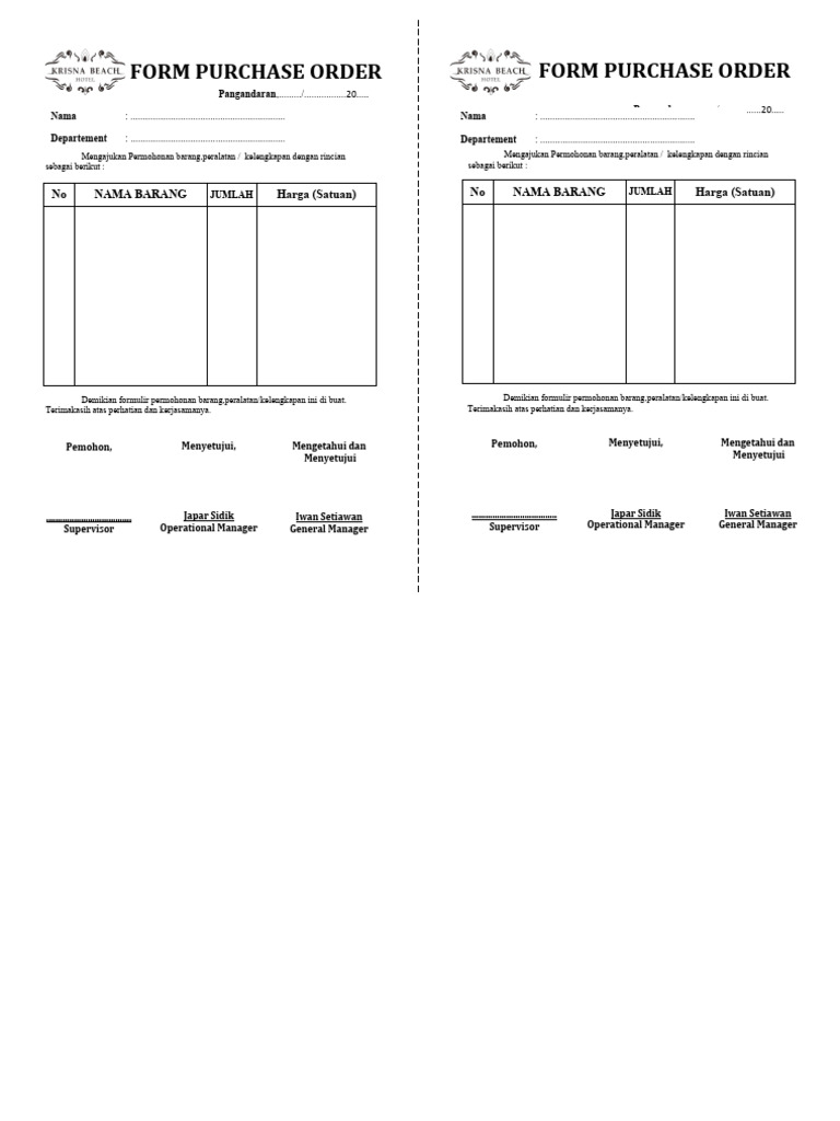 Format Pengajuan Barang Departement Baru | PDF