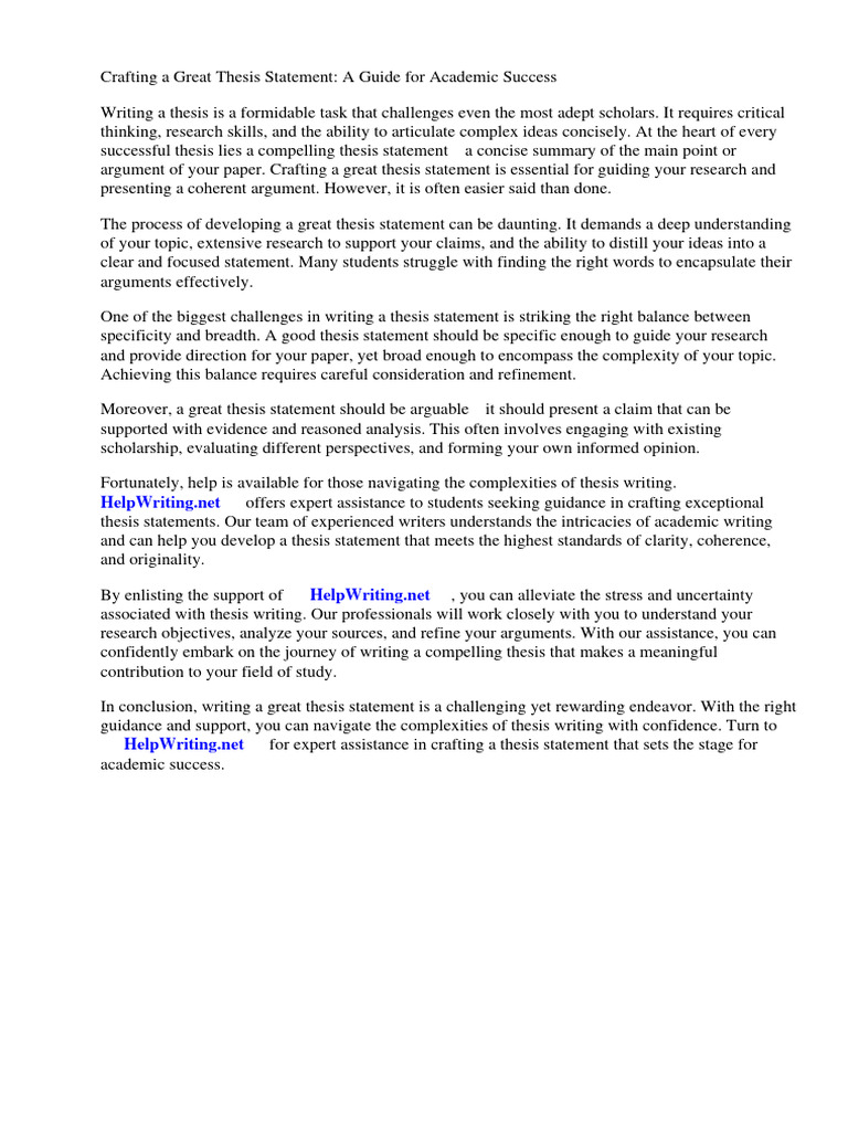How To Make Great Thesis Statement | PDF | Career & Growth