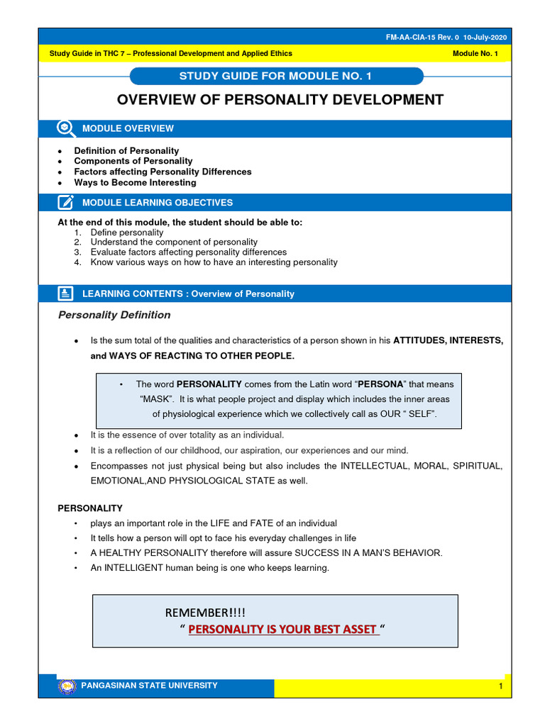 THC7 Study Guide 1 | PDF | Attitude (Psychology) | Behavior