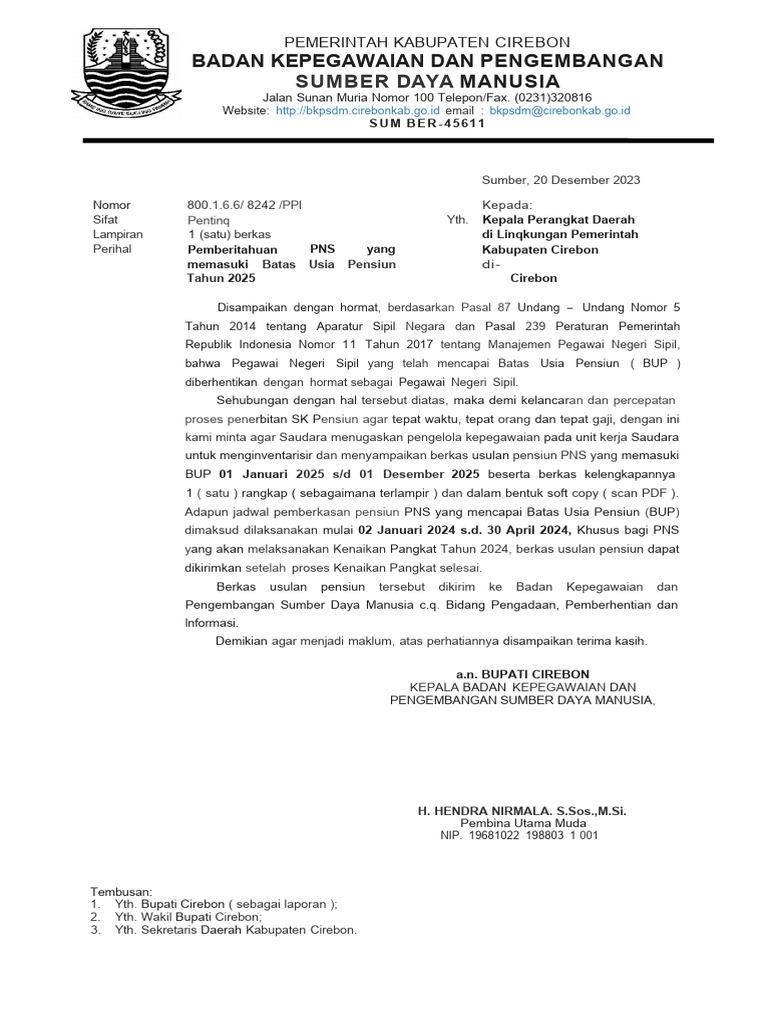 Persaratan Pensiun Bup Tahun 2025 | PDF