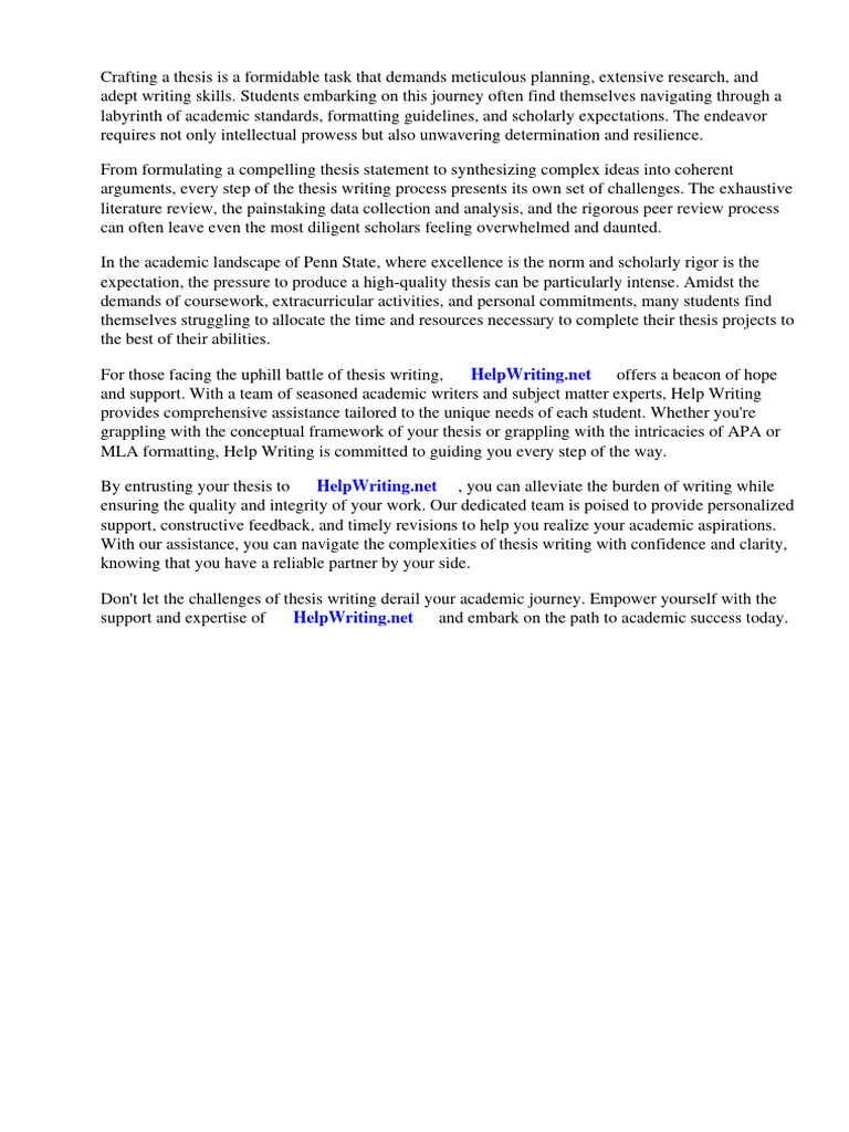 Thesis Writing Support at Penn State | PDF | Thesis | Supplemental ...