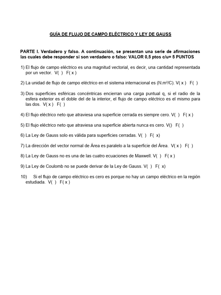 Guía de Flujo de Campo Eléctrico y Ley de Gauss | PDF | Campo eléctrico | Ciencia de los Materiales