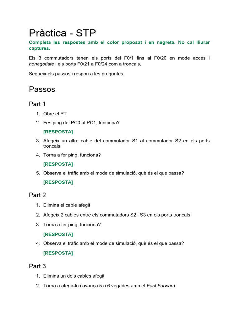 Pràctica de STP | PDF