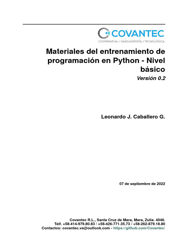 Materiales Del Entrenamiento de Programación en Python - Nivel Básico | PDF
