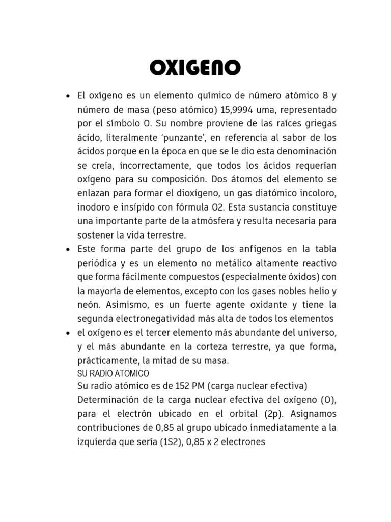 Oxigen o | PDF