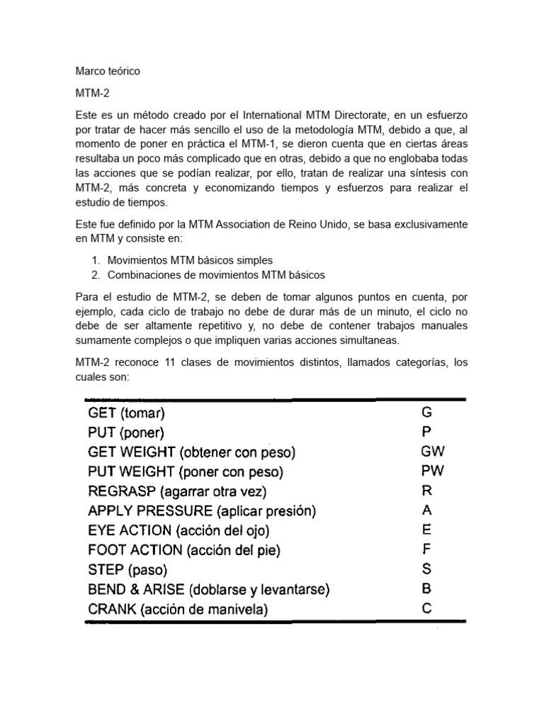 MTM-2: Eficiencia en Estudio de Tiempos | PDF