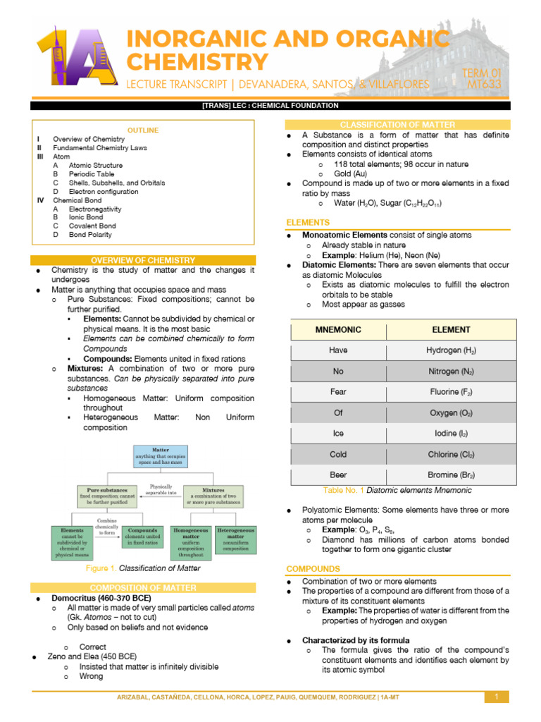 (CHEM LEC) 1st Shiftings | PDF