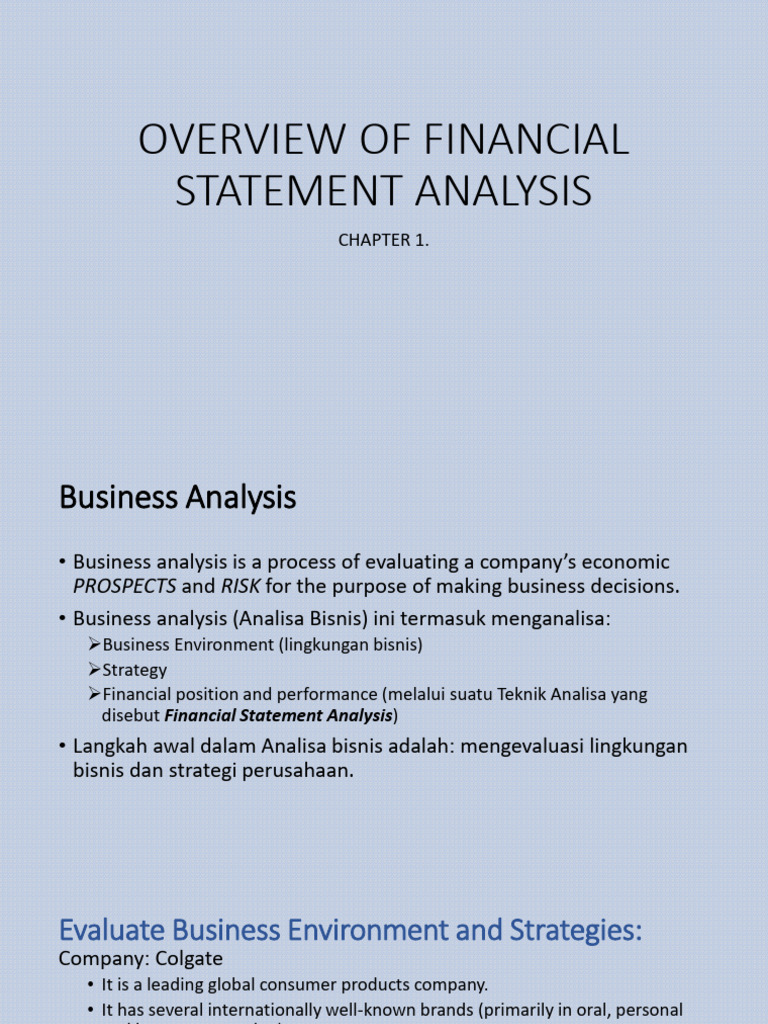 Chp.1 OVERVIEW OF FINANCIAL STATEMENT ANALYSIS | PDF | Stocks | Debt
