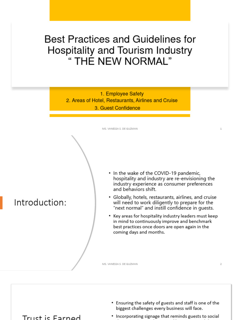 Best Practices and Guidelines For Hospitality and Tourism-1 | PDF ...