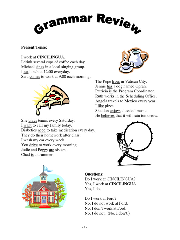 Grammar Review 1 | PDF | Grammatical Tense