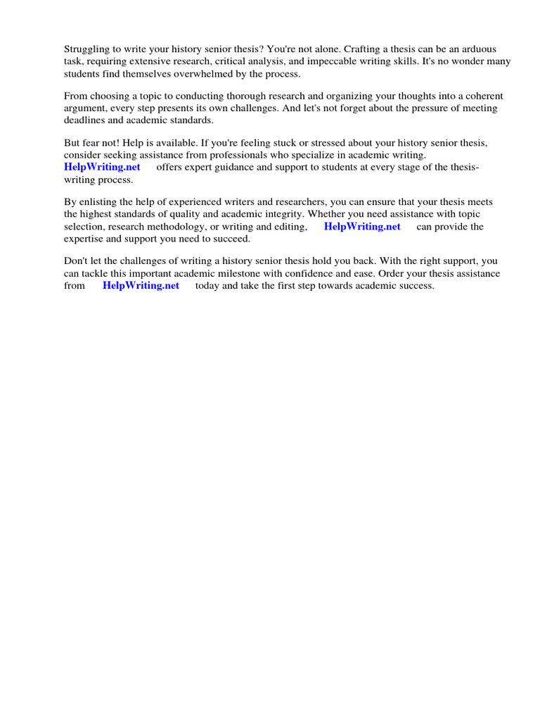 History Senior Thesis Ideas | PDF