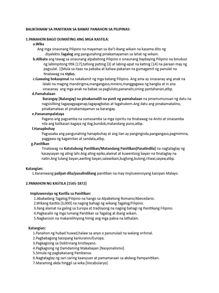 Katangian NG Panitikan Sa Bawat Panahon Sa Pilipinas | PDF