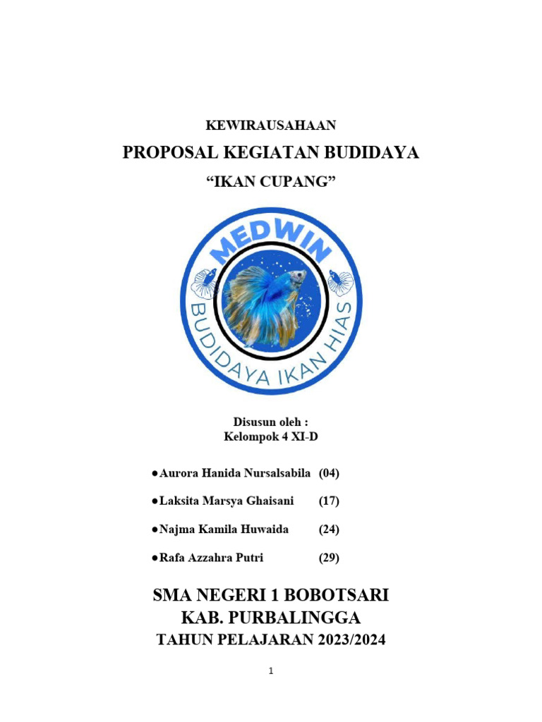 Proposal Pkwu Budidaya Ikan Cupang | PDF