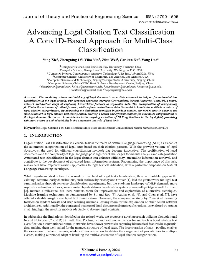View of Advancing Legal Citation Text Classification A Conv1D-Based Approach for Multi-Class ...
