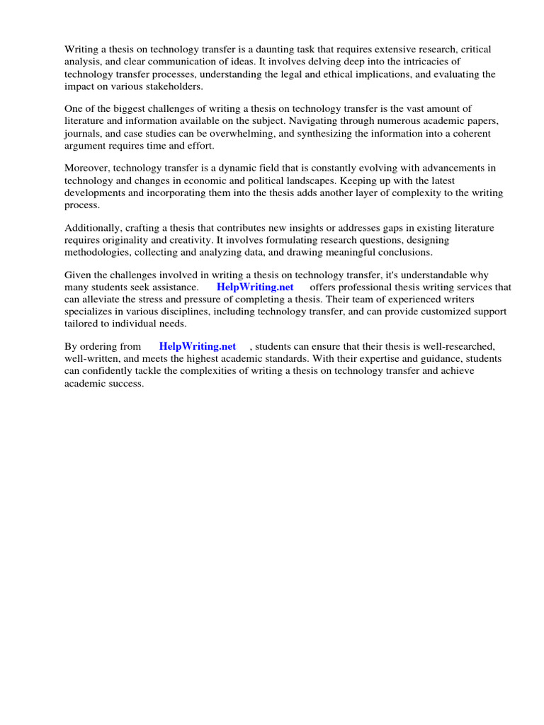 Thesis Technology Transfer | PDF