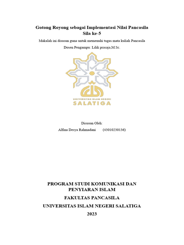 Gotong Royong Sebagai Implementasi Nilai Pancasila Sila Ke-5 | PDF Gotong Royong Sebagai Implementasi Nilai Pancasila Sila Ke-5 | PDF