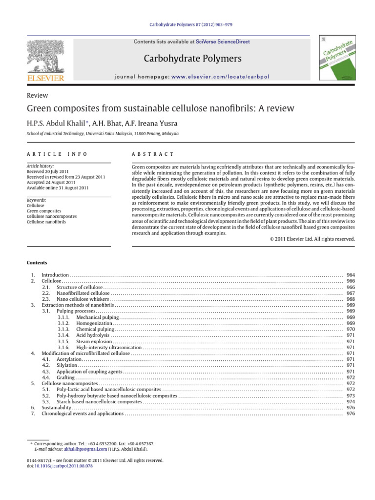 Green Composites From Sustainable Cellul | PDF | Cellulose | Cell Wall