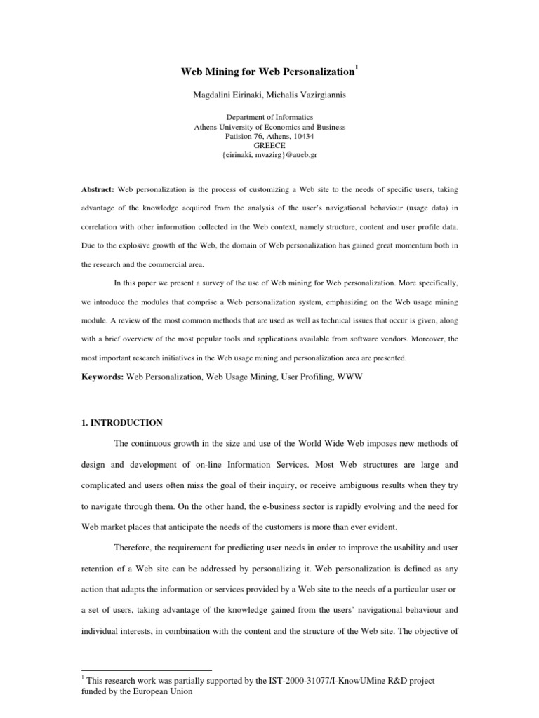 Web Mining For Web Personalization Pdf Cookie World Wide Web