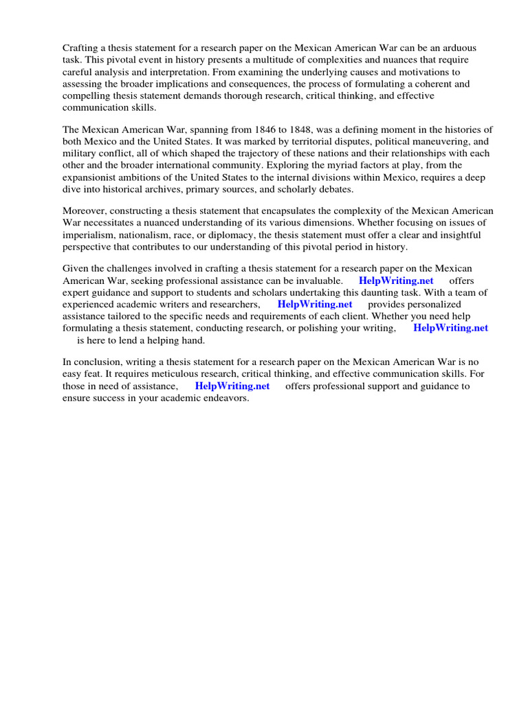 Thesis Statement for Mexican American War | PDF | Mexican–American War ...