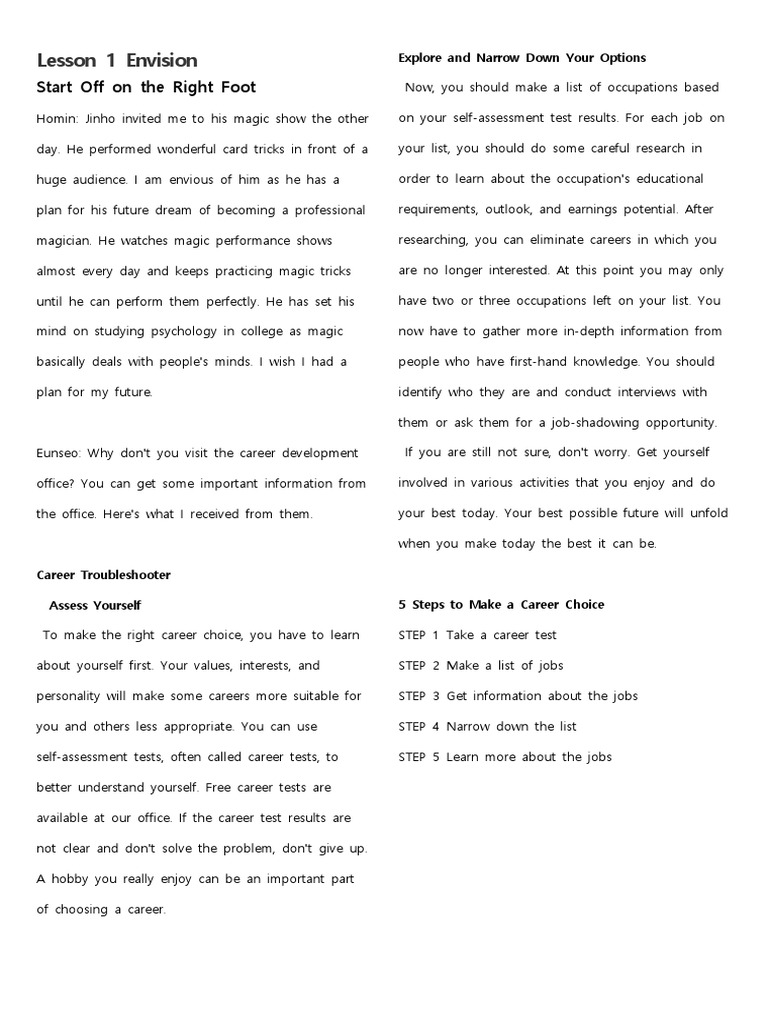 Lesson 1 Envision | PDF