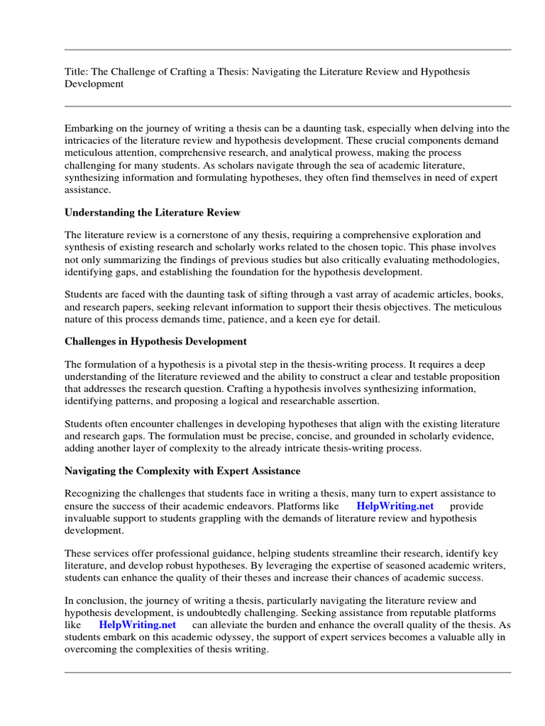 Literature Review and Hypothesis Development | PDF | Career & Growth ...