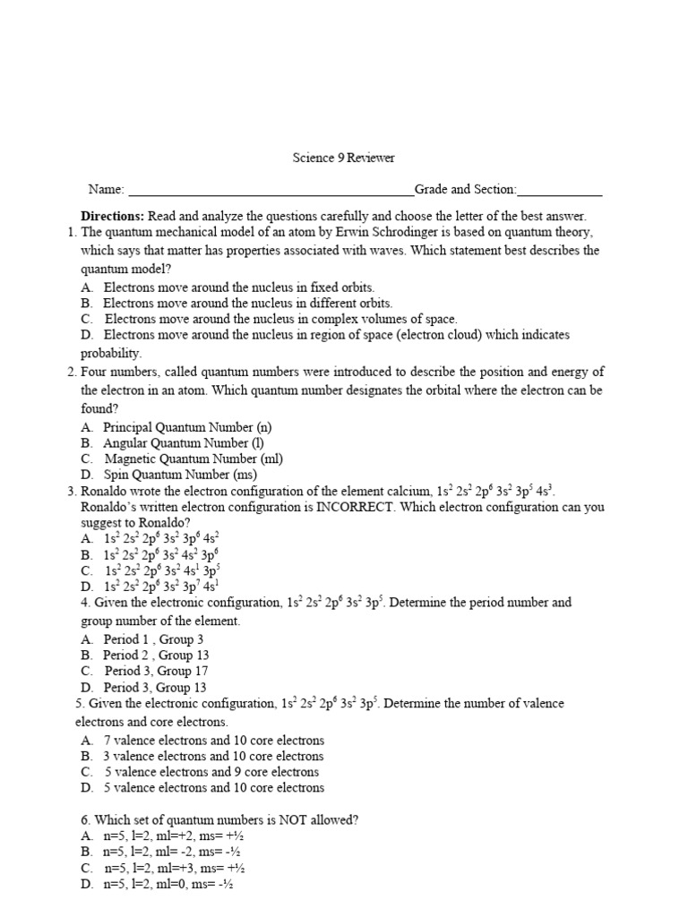 Science 9 Reviewer - 2023 2024 | PDF | Chemical Bond | Covalent Bond