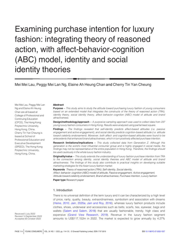 Case 12. YC23 Examining Purchase Intention For Luxury Fashion ...