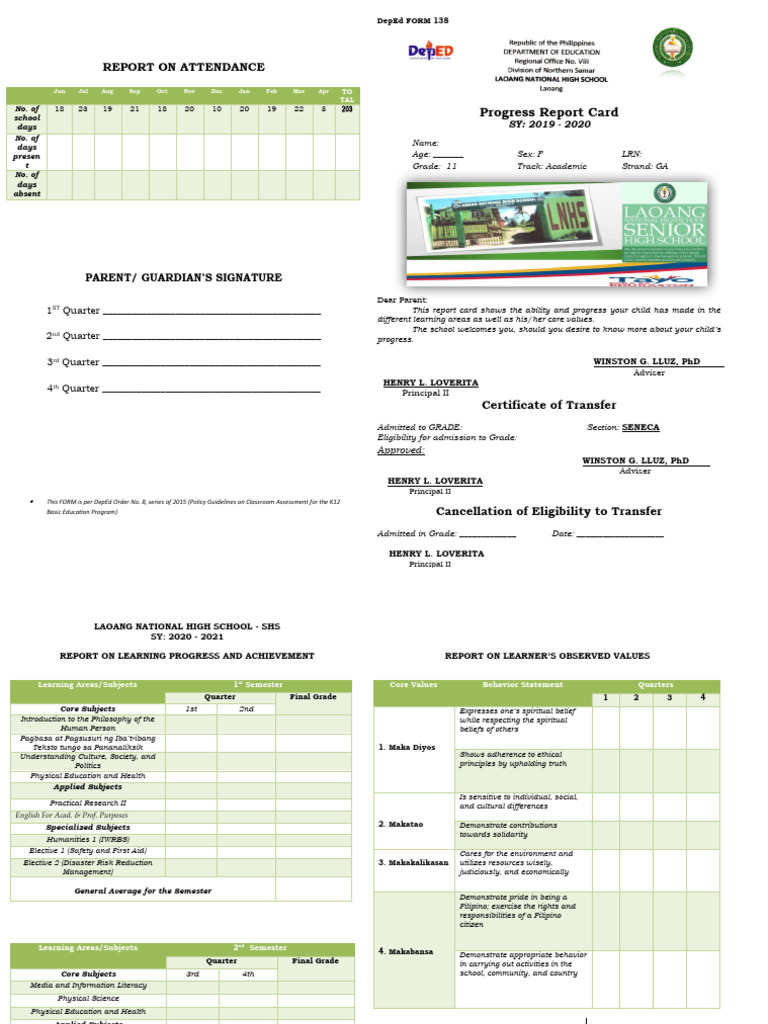 Report Card-Grade 12 - GA | PDF
