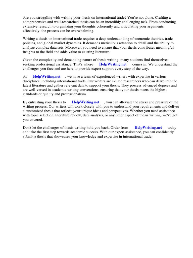 Thesis On International Trade PDF | PDF