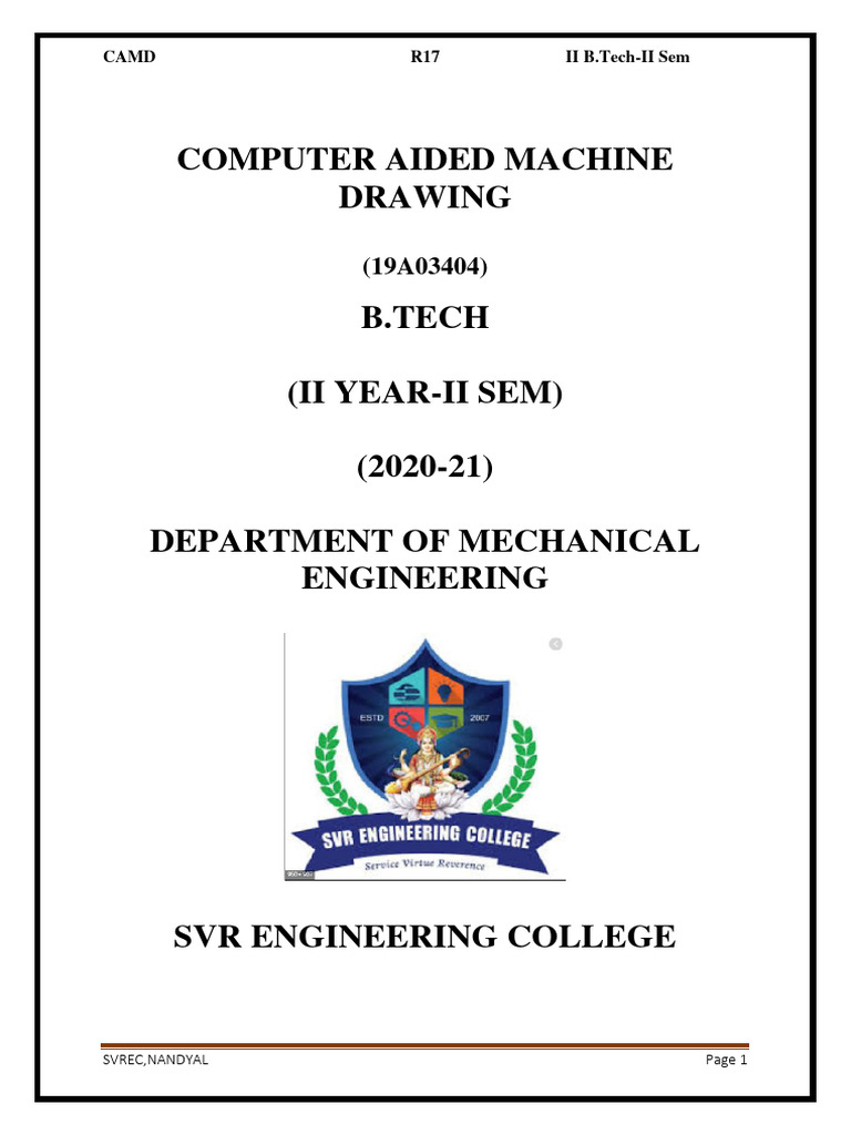 R19 II BTech II Sem Machine Drawing | PDF