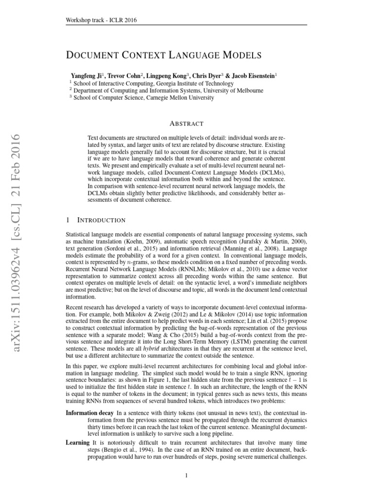 Document Context Language Models | PDF | Applied Mathematics | Cognitive Science