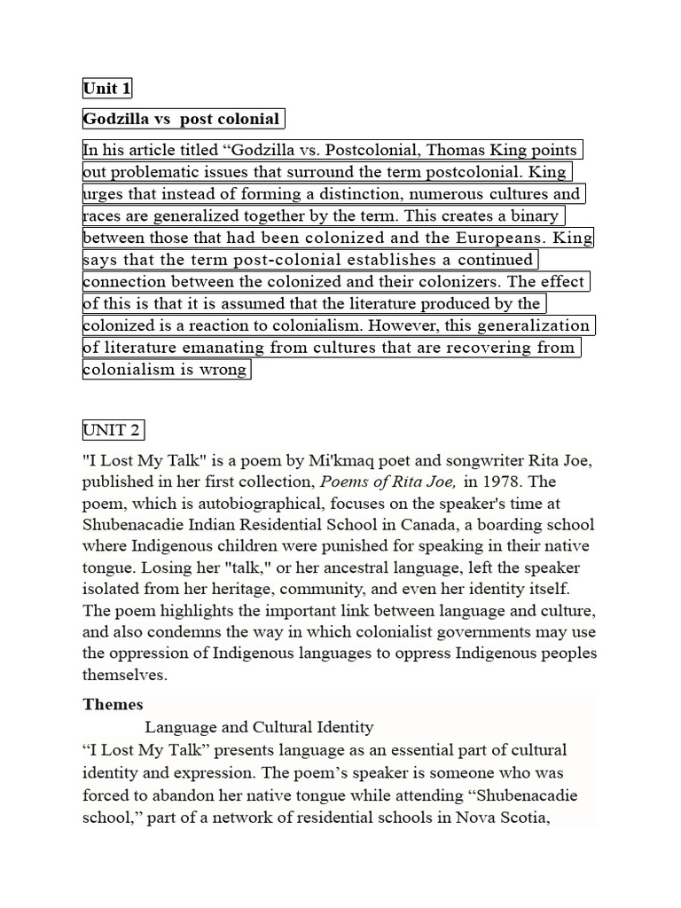 Post Colonial Literature (E 601) | PDF