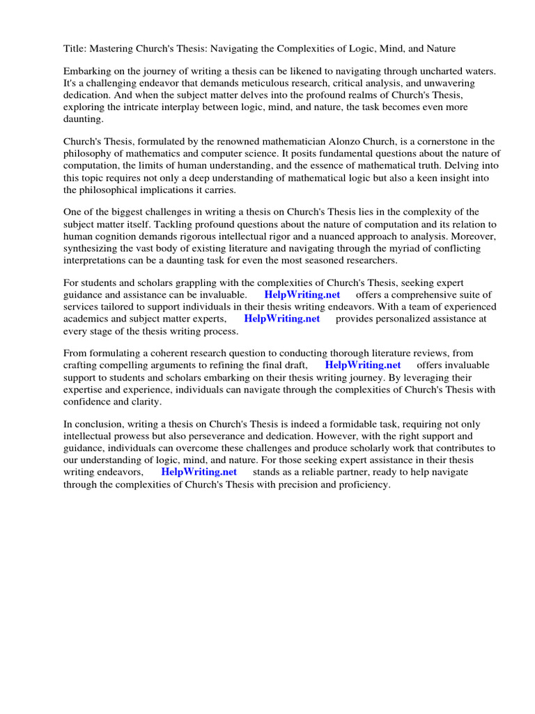 Churchs Thesis Logic Mind and Nature | PDF | Mathematics | Mind