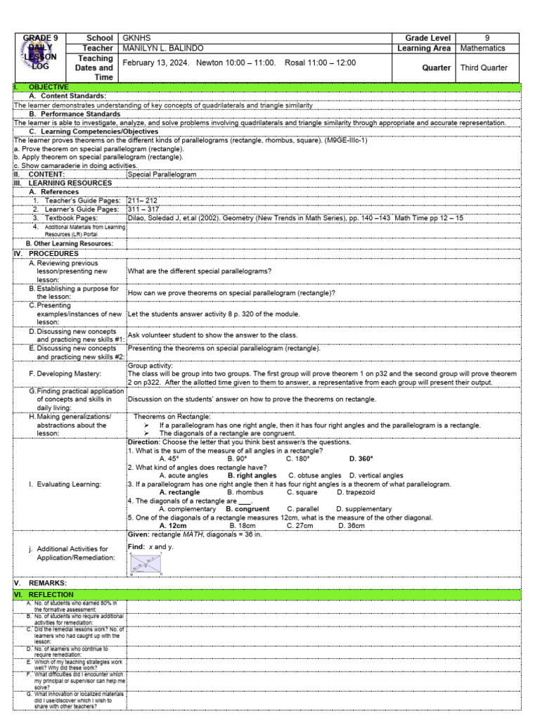 Proving Theorems on Rectangles | PDF | Rectangle | Mathematics