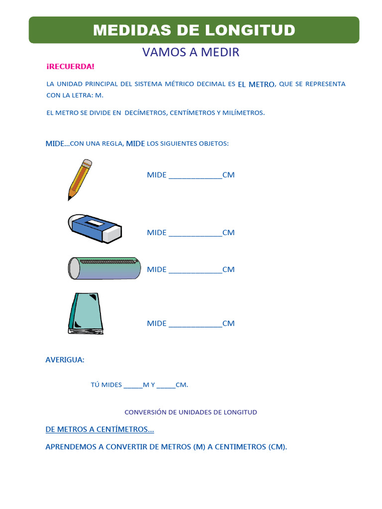 Medidas de Longitud para Segundo Grado de Primaria | PDF | Globalización Cultural | Metrología